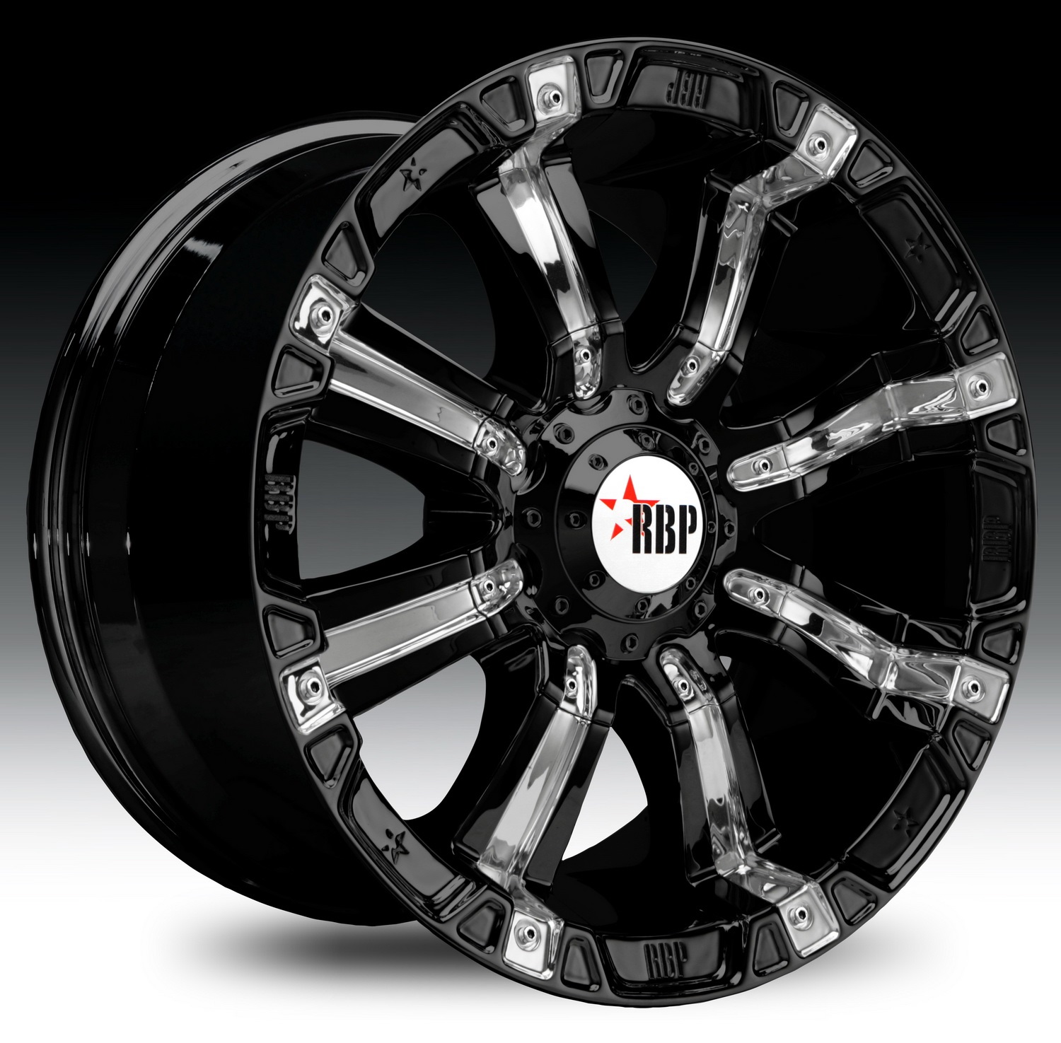 RBP 94R-1790-78-00BP 94R Black Wheels with Chrome Inserts | Autoplicity