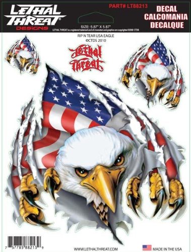 Lethal Threat LT88213 Lethal Threat Rip N Tear US Eagle Decal LT88213 | Autoplicity