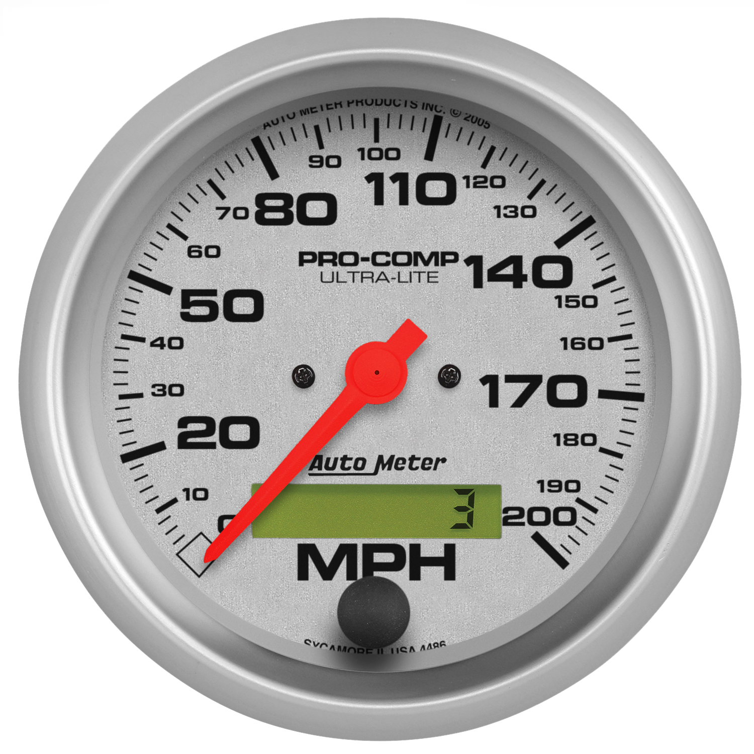 Auto Meter 4486 3-3/8" Speedometer, 0-200 Mph, Ultra-Lite | Autoplicity