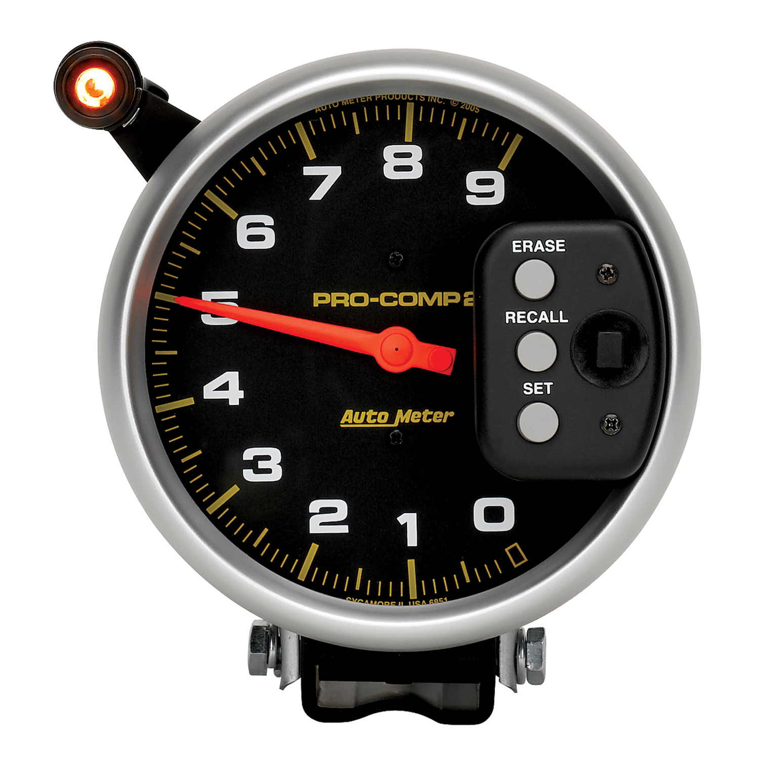 Auto Meter 6851 5" Tachometer, 0-9000 Rpm, Pedestal W/ Quick Lite ...