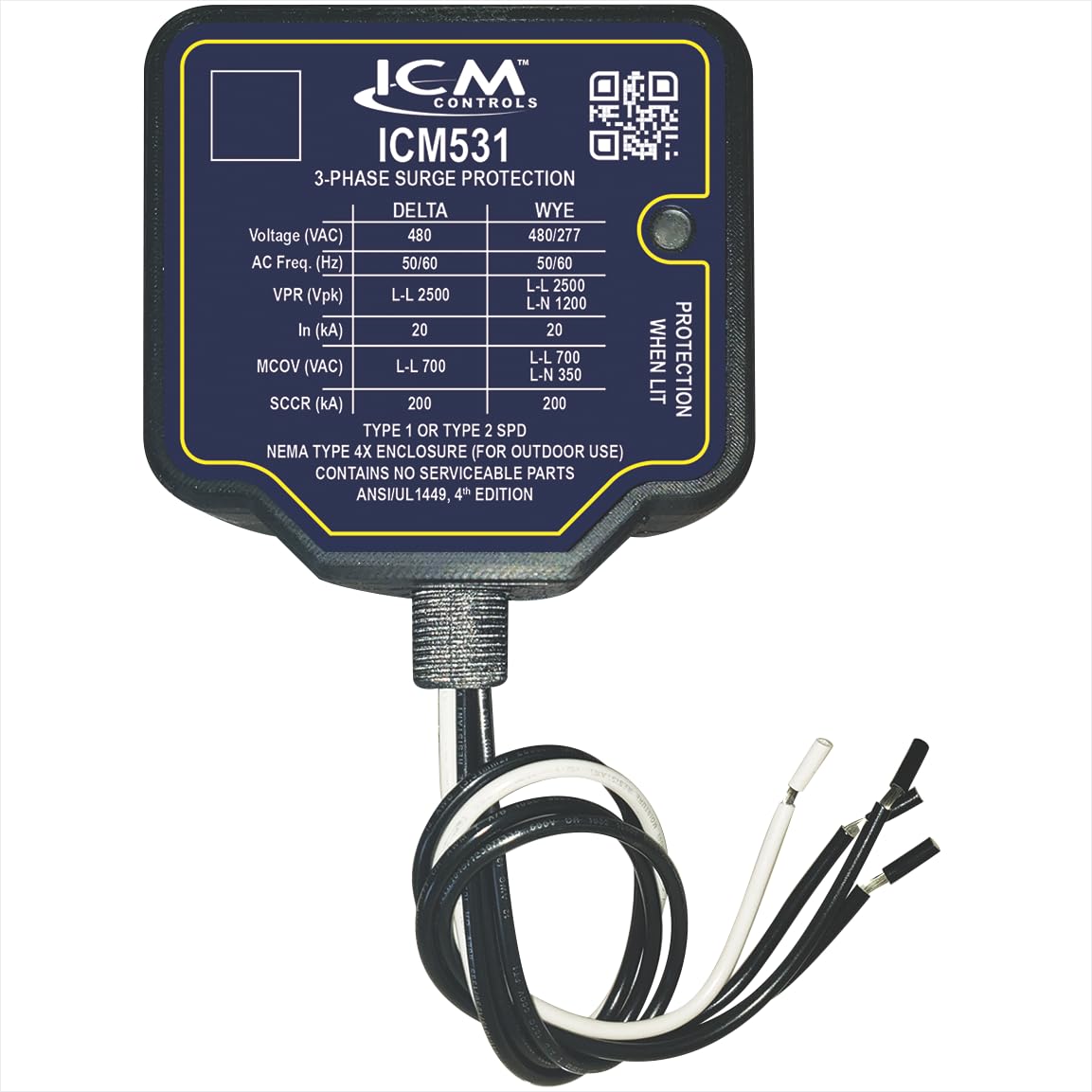 ICM Controls ICM531 3-Phase Type I/II SPD; NEMA Type 4X Waterproof ...