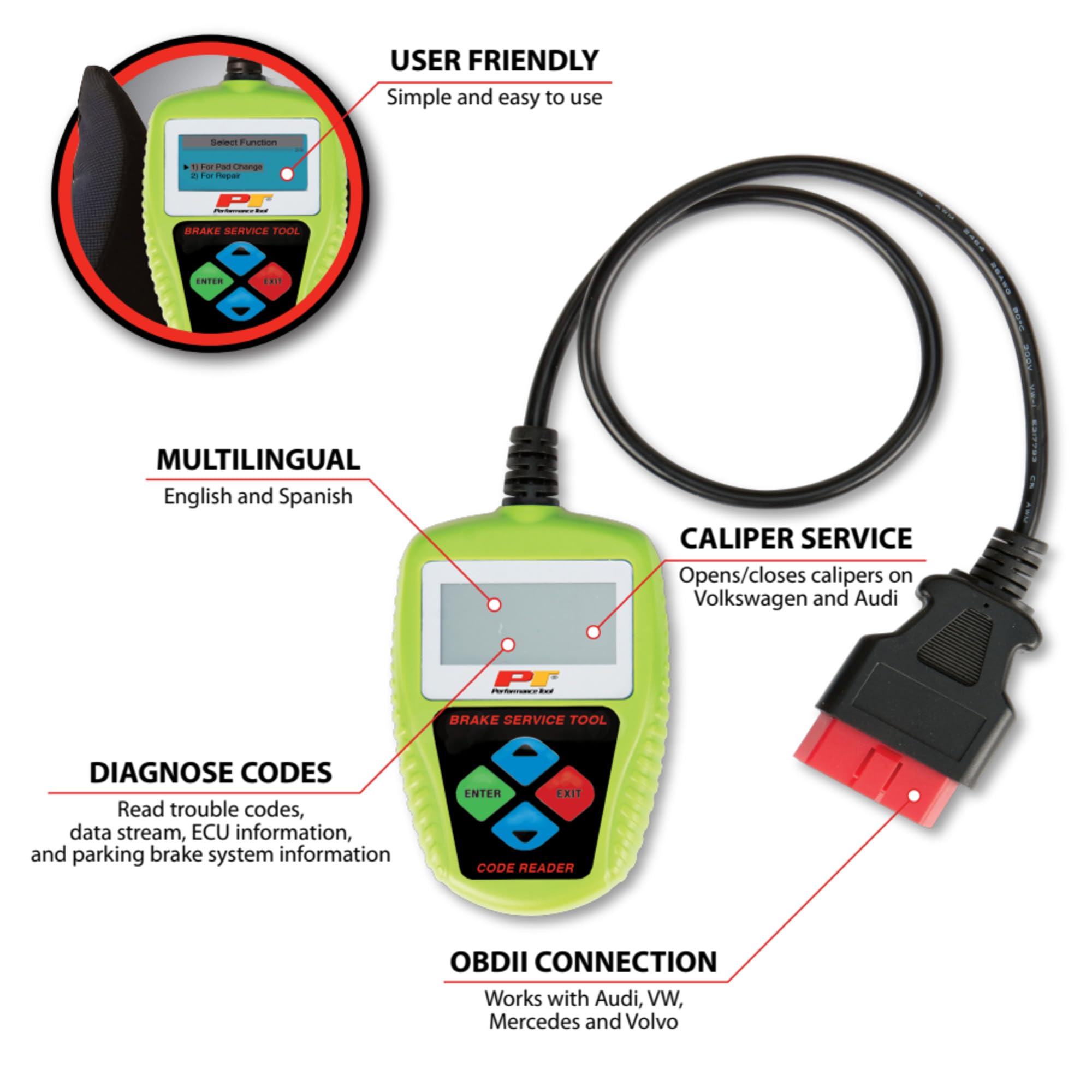 Performance Tool W3000 Electronic Parking Brake Tool , Green | Autoplicity