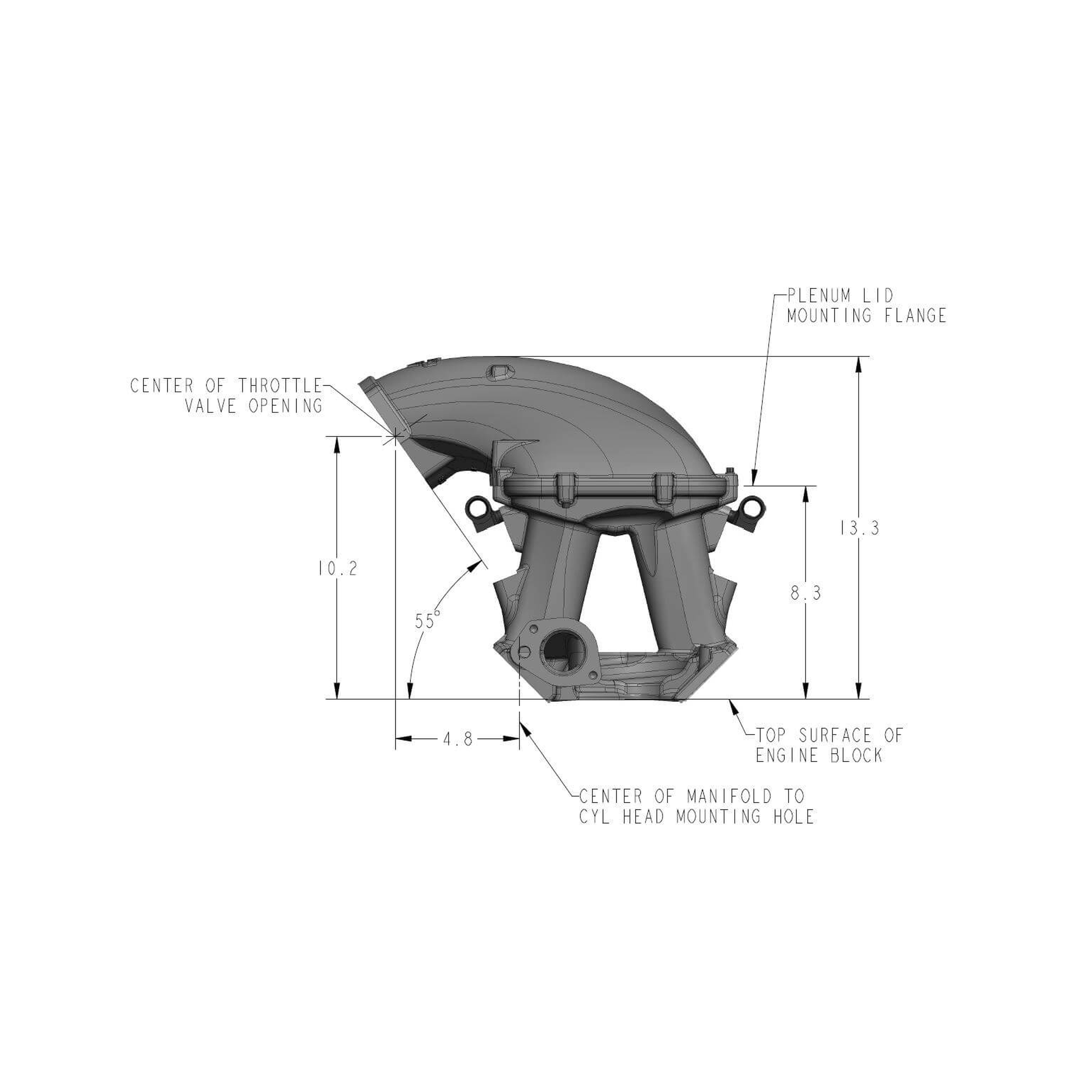 Holley EFI 300-306 8.2" SBF Ford Hi-Ram EFI Manifold with Side Mount ...