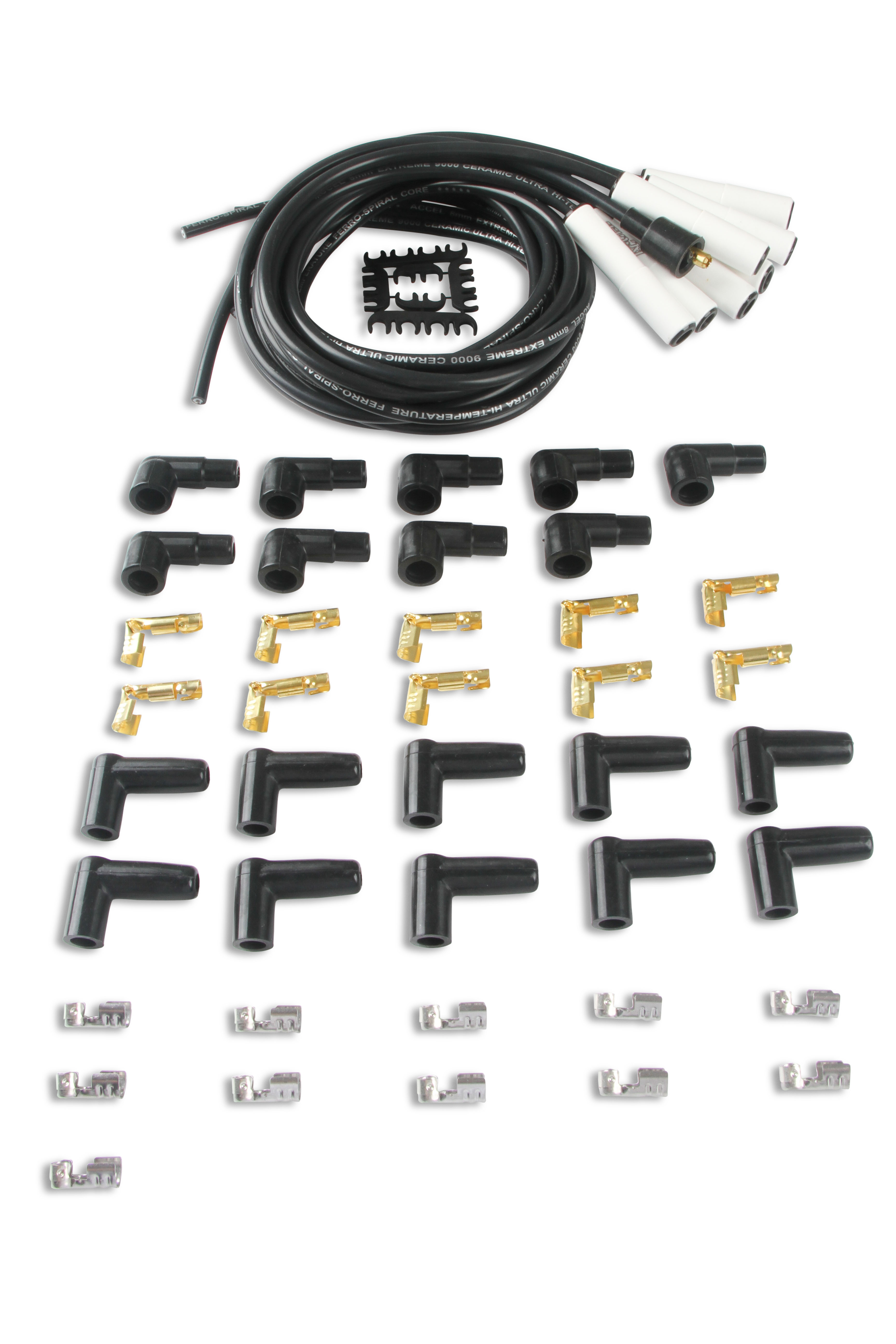 Accel 9000C Spark Plug Wire Set - Universal - 180 Deg White Ceramic ...