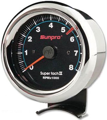 Sunpro CP7901 3-3/8 Sun Super Tach II8000 RPM Chrome/Black | Autoplicity