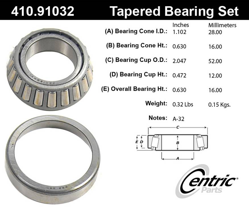Centric 410.91032E Standard Taper Bearing | Autoplicity
