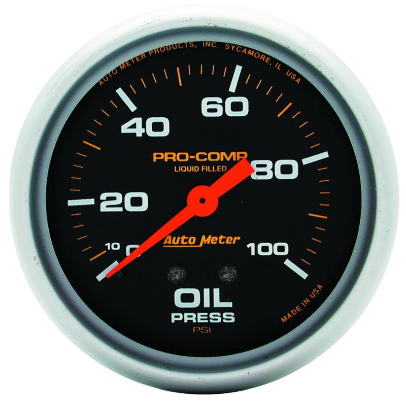 Auto Meter 5421 2-5/8" Oil Pressure, 0-100 Psi, Liquid Filled, Pro-Comp ...